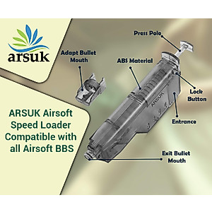 ARSUK Airsoft Speed Loader with Adapter for 6mm bb Pellets, Paintball Magazine Fast Quick Loading Airsoft Tool Accessory for 155 Rounds