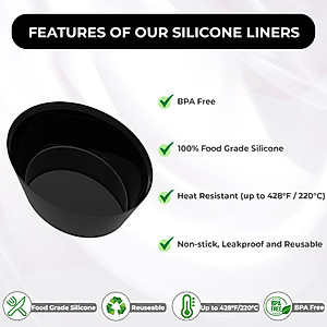 Silicone Slow Cooker Liners for 7-8QT CrockPot and other Oval Slow Cookers - Silicone Crock Pot Liners for 7-8 Quart Crock Pots - Reusable, Leakproof & Food-Grade Silicone Crock Pot Inserts - (Black)