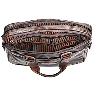 Jack Georges Voyager Slim Zippered Briefcase #7320 (Brown)