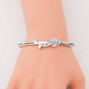 MYOSPARK In Wonder Land Inspired Quote Gift Do You Suppose She's A Wildflower Bracelet Encouragement Gift For Friend (wildflower cuff S)