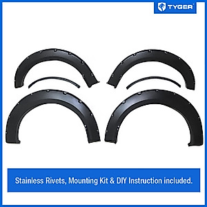 Tyger Auto Fender Flares Compatible with 2018-2020 Ford F-150, Smooth Textured Paintable Bolt-Riveted Style 4pc | TG-FF8F4378