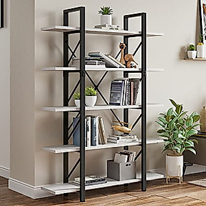 YITAHOME 5 Tier Bookcase, Artsy Modern Bookshelf, Book Rack, Storage Rack Shelves in Living Room/Home/Office, Books Holder Organizer for Books/Movies - White