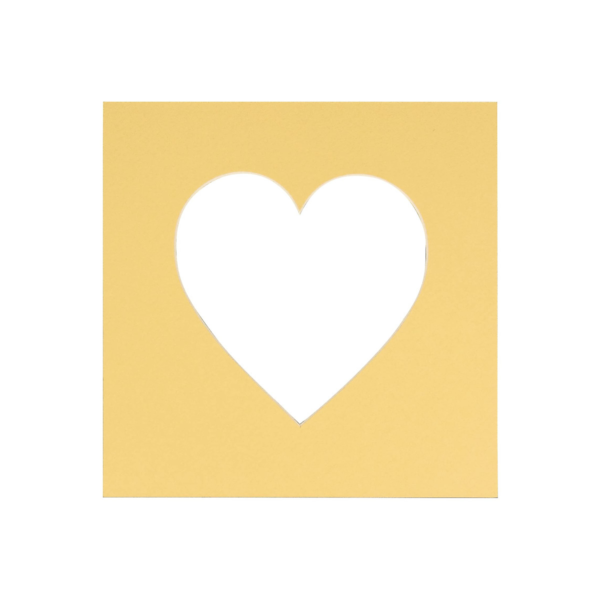 6x6 Mat Bevel Cut for 3x3 Photos - Precut Marzipan Beige Heart Shaped Photo Mat Board Opening - Acid Free Matte to Protect Your Pictures - Bevel Cut for Family Photos, Pack of 1 Matboard Show Kit With