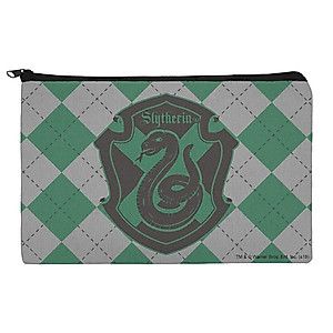 Harry Potter Slytherin Plaid Sigil Pencil Pen Organizer Zipper Pouch Case