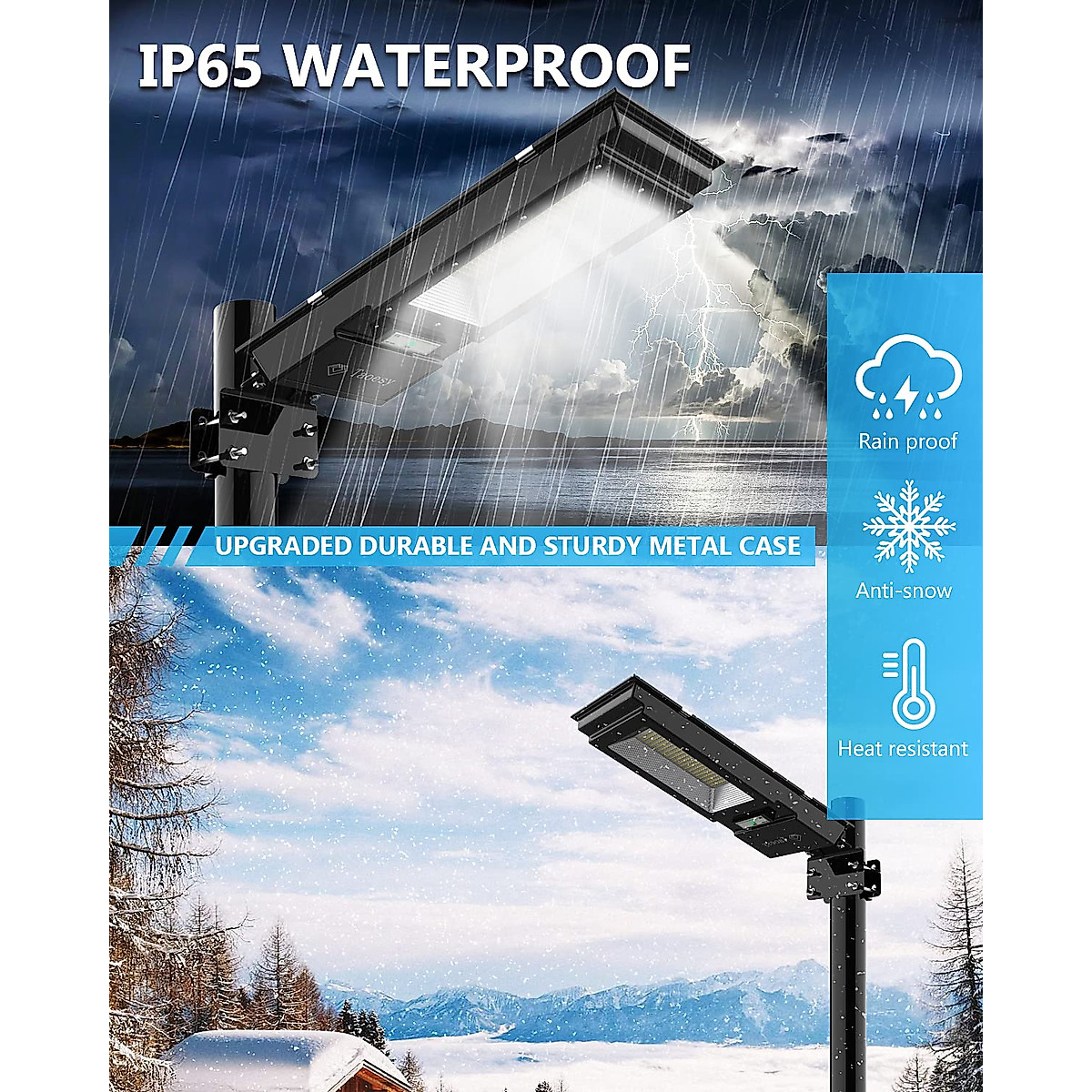 Taoesy 800W Solar Street Lights Outdoor, 60000LM Motion Sensor LED Solar Parking Lot Light Dusk to Dawn, IP65 Waterproof Solar Security Flood Light with Remote Control for Area Lighting, Yard, Garage