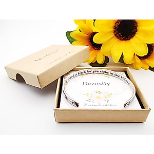 Inspirational Bracelets for Women Personalized Jewelry Gifts Cuff Bracelet with Sayings Motivational Bracelet with Hidden Message Engraved Bangles for Best Friend/Mom/Daughter, M, Stainless Steel,