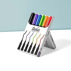 M.C. Squares Tackie Markers Set | Smudge Free Wet Erase Pens for Writing on Dry Erase, Acrylic, Glass, Metal, White Boards | Erasable with Water | Bullet Point Tip | 6 Bright Colors