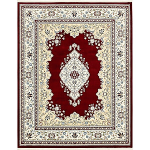 Unique Loom Narenj Collection Classic Traditional Medallion Textured Design Area Rug, 8' x 10' Rectangle, Burgundy/Blue