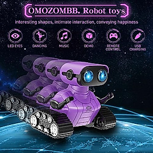 OMOZOMBB Robot for Kids Toy-Rechargeable Remote Control Robot Toys,Toy with Music and LED Eyes,Dance Moves,for Children Boys Girls Age 3 4 5 6 7 8 9 Birthday Gifts - Fluorescent Purple