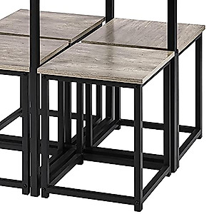 Yaheetech 5-Piece Dining Table Set - Industrial Kitchen & Chairs Sets for 4 Compact with Stools Space-Saving Design Apartment, Small Space, Breakfast Nook, Gray