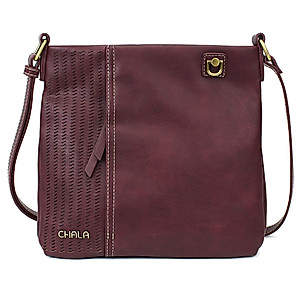 CHALA Laser Cut Crossbody Faux Leather - Metal Dragonfly - Plum