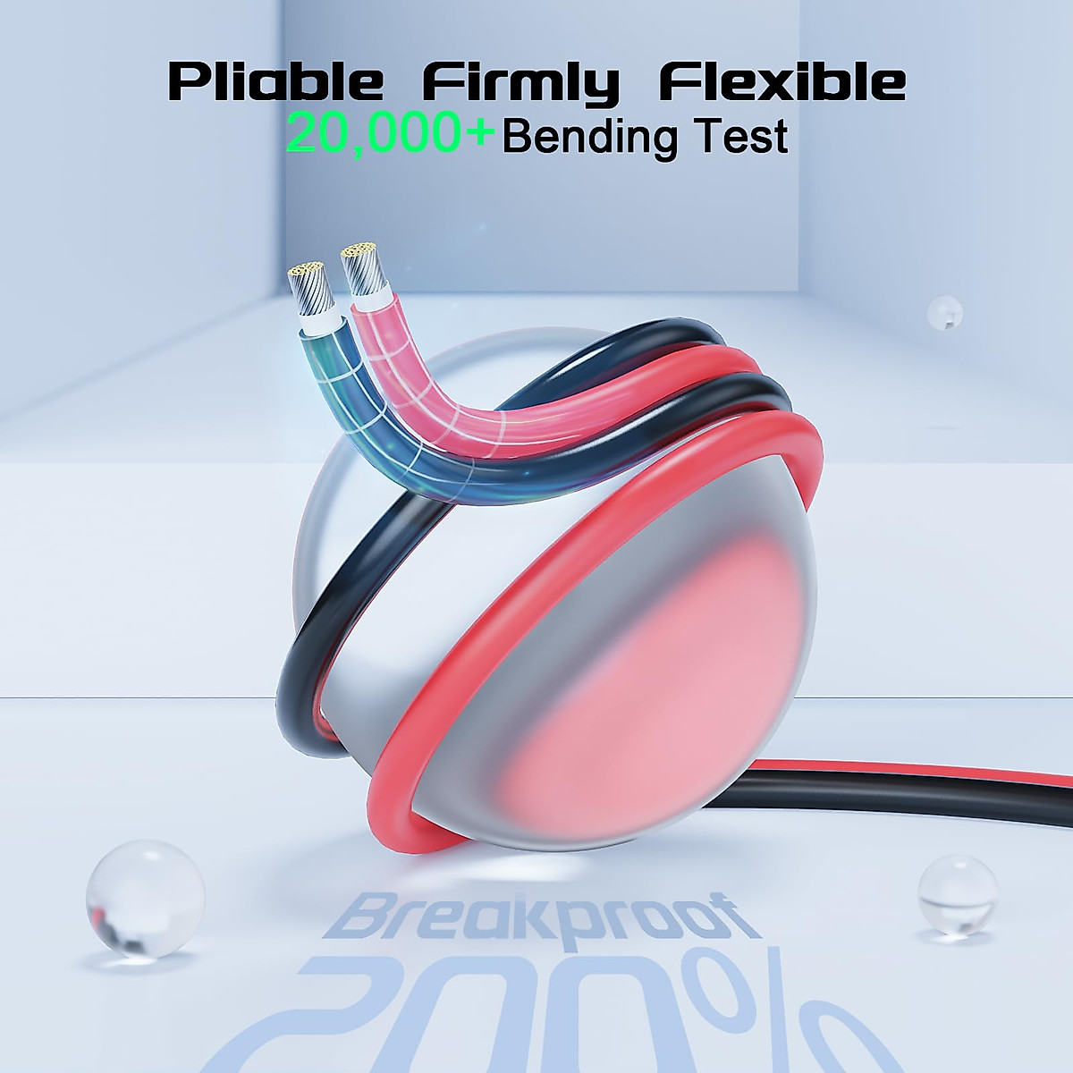 Bateria Power Solar Panel Cable 100FT Solar Extension Cable, 10AWG (6mm²) Tinned Copper Wire for Outdoor Automotive RV Boat Marine Solar Panel- Black (10AWG 100FT)