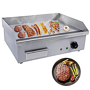 Fichiouy 3/4.4KW Electric Countertop Griddle Flat Grill BBQ with Thermostatic Control, Flat Top Grill Hot Plate BBQ Grill Countertop (3000W)