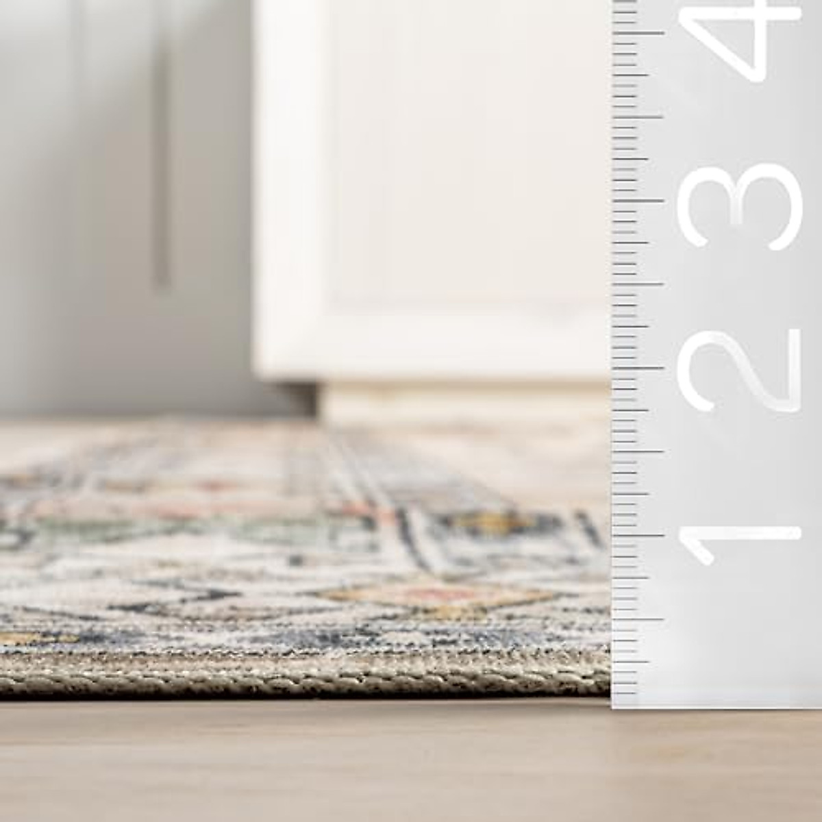 nuLOOM Mae Tribal Motif Machine Washable Accent Rug, 2' x 3', Peach, Rectangular, 0.1" Thick