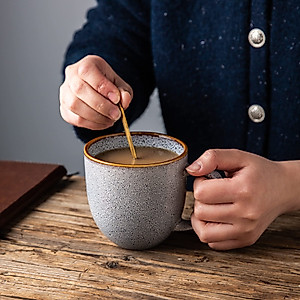 AmorArc 12oz Coffee Mugs, Ceramic Coffee Mugs set of 6 for Man, Woman, Dad, Mom, Modern Coffee Mugs with handle for Latte/Cappuccino/Milk/Cocoa. Dishwasher&Microwave Safe, Blue-Reactive Glaze