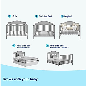 Graco Stella Convertible Crib with Premium Foam Crib and Toddler Mattress - Pebble Gray