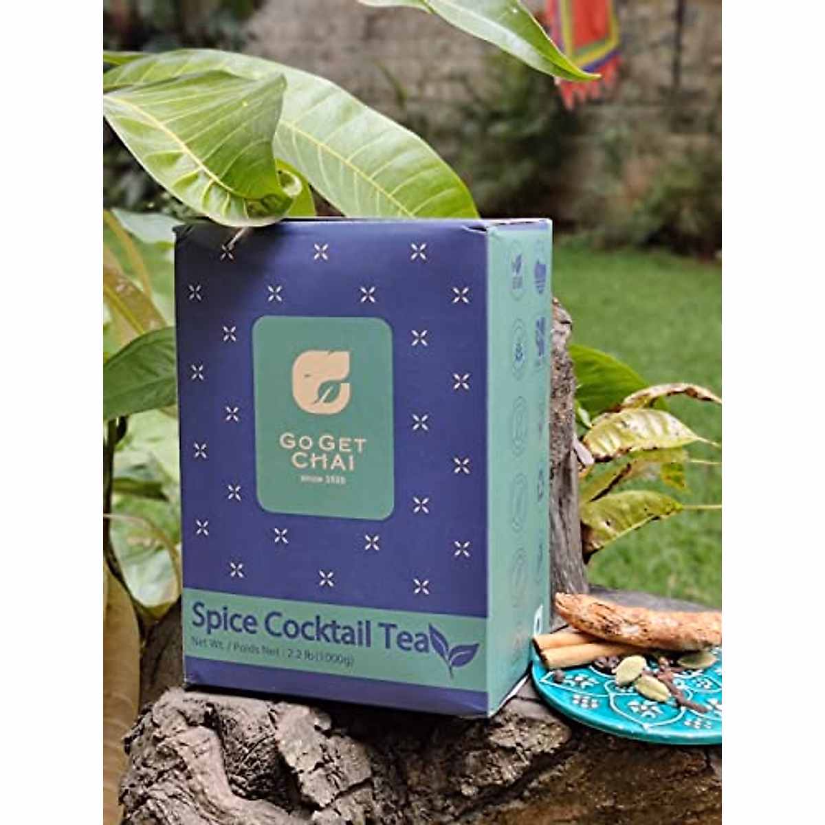 Go Get Chai Spice blend tea with Ashwagandha, Clove, Cinnamon, Ginger, Pepper. Vegan. No plastics. Black Tea. No preservatives. All natural. Chai tea. 2.2 lbs