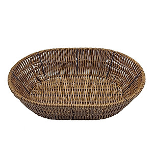 AMBOJIE Fruit Bread Basket, Table Top Food Tray, Hand Woven Storage Basket for Farmers Market Showcase, Home Restaurant and Bakery Fruit Vegetable Cosmetic (1 piece)