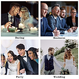 HISDERN Check Floral Dot Tie Handkerchief Wedding Party Woven Classic Men's Necktie & Pocket Square Set,Gray & Pink,One Size