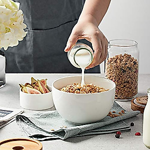 DOWAN 30 Ounces Deep Soup Bowls Set of 4-5.8" Large Cereal Bowls - Ceramic Bowls for Oatmeal, Salad, Ramen, Noodle, Rice - Dishwasher & Oven Safe (White)