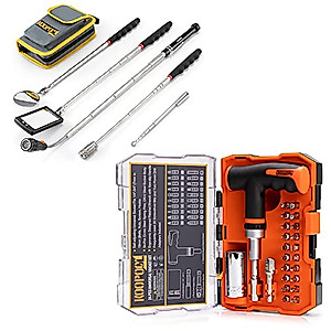 KOOPOOL Universal Socket Tool Set (1/4"-3/4") 25-Piece (A) with Magnetic Pickup Tool Set 5-Piece (B)