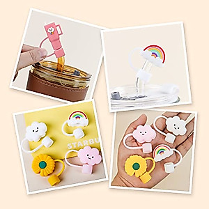 7 Pcs Stanley Straw Cover Suitable for Stanley 30&40 Oz Tumblers, 10mm/0.39in straw covers for reusable straws, straw cover/straw topper/Silicone straw covers, Efficient Dust-Proof Straw Covers Cap