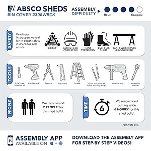 Absco Utility 7.5 Ft. x 2.5 Ft. Garbage Can Metal Storage Shed DIY Galvanized Steel Sheds for Garbage Can, Trash Bin, and Junk Storage Tools, Firewood, Gardening Equipment (Surfmist White)