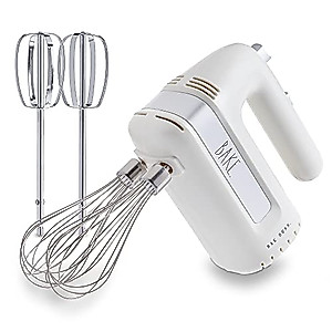 Electric Hand Mixer, Handheld Mixers for Kitchen, With Beaters and Whisk Attachments for Cooking and Baking, Lightweight Handmixer Labeled "BAKE" by Rae Dunn (Cream)