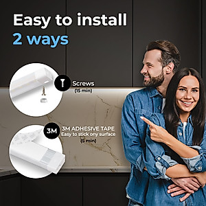 EShine Hand Wave Activated Under Cabinet LED Lighting Kit, Dimmable, 4-Pack 12 in - Touchless Dimming Control, White Under Counter Lights for Kitchen, Garage, Office, Desk - Cool White (6000K)