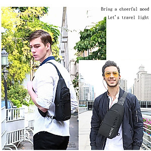 Aisinivo Sling Bags Men and Women Crossbody Sling Backpack Black Crossbody Bags Waterproof Chest Bag Daypack