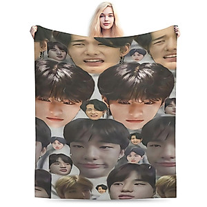 Stray Kids Hyunjin Blanket Ultra-Soft Micro Fleece Blankets Throw Blankets Decoration Gift for Decor Home Sofa,Office,Dormitory Bed car Camp Couch All Seasons