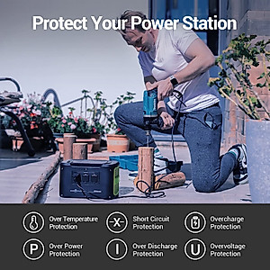 ROCKPALS Portable Power Station Freeman 600, 3 x AC Outlets, 614.4Wh Solar Generator and RP082 100W Foldable Solar Panel with Kickstand, Parallel Solar Panel Kit for Outdoor Camping, RV, Adventure
