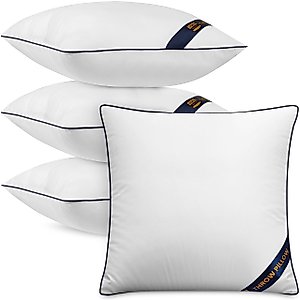 Utopia Bedding Throw Pillow Inserts (Pack of 4, White), 18 x 18 Inches Decorative Indoor Pillows for Sofa, Bed, Couch, Cushion Sham Stuffer