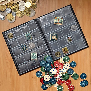 200 Pockets Coin Album Coin Collecting Holder Album Collecting Book for Coin Penny Stamp Stickers Currency Badges and Other Collection Storage Supplies (Black)