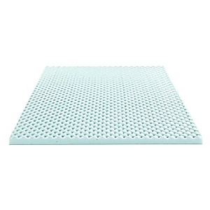 Best Price Mattress 4 Inch Egg Crate Memory Foam Mattress Topper with Cooling Gel Infusion, CertiPUR-US Certified, Short Queen Light Blue