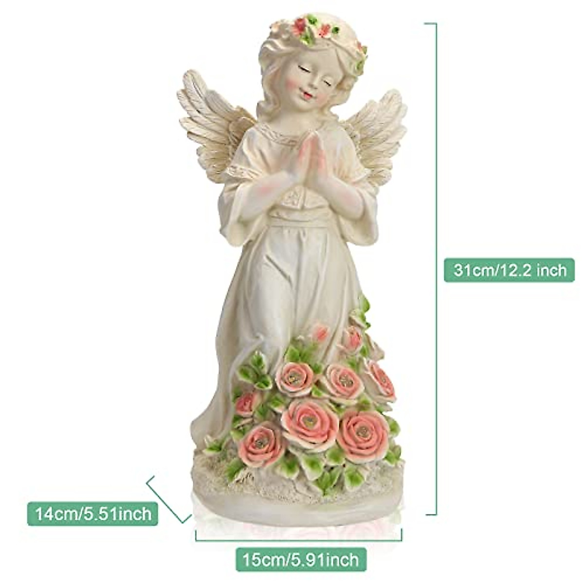 Garden Decor Angel Statue, Outdoor Patio Garden Sculptures & Statues, Solar Yard Decorations Lawn Ornaments Figurines for Outside