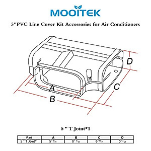 MOOITEK PVC Line Cover Kit Tubing Cover Accessories for Air Conditioners (5" T Jonit)