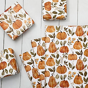 JarThenaAMCS 60 Sheet Fall Tissue Paper Pumpkin Leaves Floral Gift Wrapping Paper Autumn Harvest Decorative Art Paper for Thanksgiving DIY Crafts Birthday Party Supplies, 14 x 20 Inch
