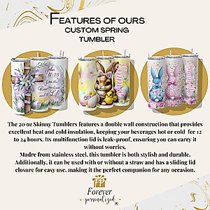 Custom Printed Cute Bunny Easter Tumbler | Personalized Double Wall Insulated Travel Mug | Spring Design with Name (Cute Bunny)