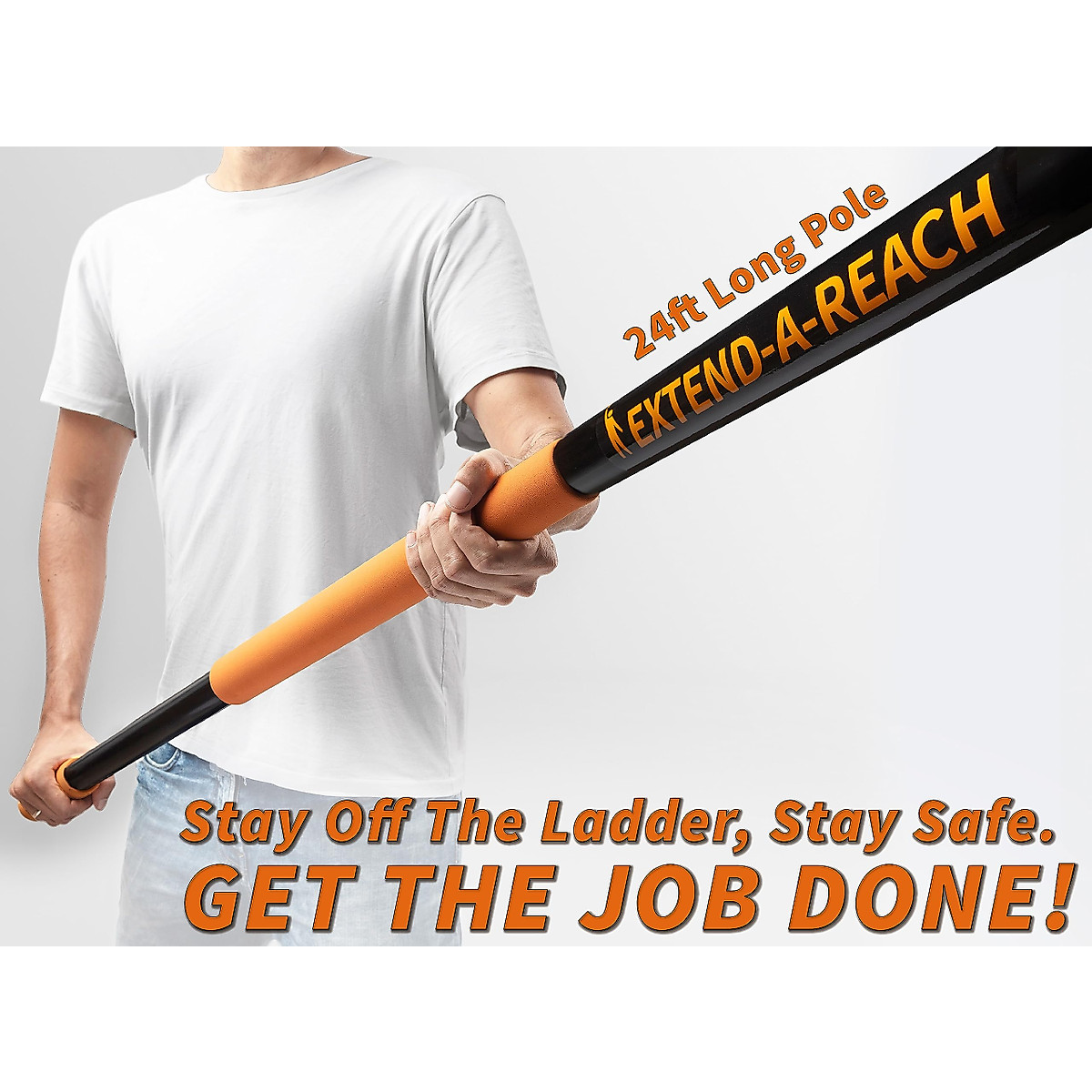 30 Foot High Reach Duster Kit with 7-24 ft Extension Pole // High Ceiling Dusting and Window Cleaning Kit with Telescopic Pole // Window Washer & Squeegee, Cobweb Duster, Fan Blade and Feather Duster