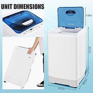 Nictemaw Portable Washing Machine, 17.8Lbs Capacity Full Automatic Portable Washer, 2.3 Cu.ft Portable Washer Dryer Combo with 8 Cycles, LED Display, Drain Pump for Apartment, Dorm, RV