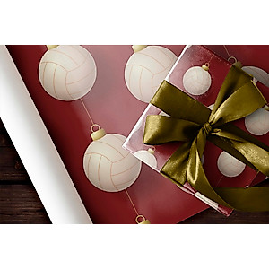 Cute Volleyball Gift Wrap Thick Wrapping Paper V-ball Christmas Ornament Holiday Party Decoration (6 foot x 30 inch roll)