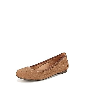 Vionic Women’s Ballet Flat Anita- Supportive Round Toe Dress Shoes That Include a Built-in Arch Support Insole 5-12 Tan Croc Suede 8.5 Medium
