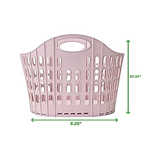 Mind Reader Collapsible Laundry Basket 38 Liter/10 Gallon, Ventilated Plastic Hamper, Compact Clothes Basket, Pink