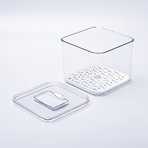 AZONEIN Clear Plastic Stackable Storage Boxes - 3 PCS Kitchen Fruit Freezer Storage Containers Fridge Organisers Bins With Valve And Removable Drain Board…
