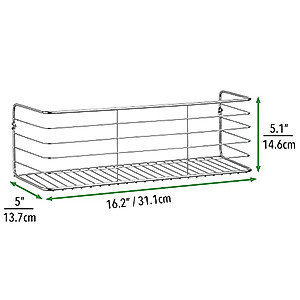 mDesign Wide Metal Wall Mount Decor Storage Organizer Display Shelf - Hang in Bathroom, Kitchen, Entryway, Hallway, Mudroom, Bedroom, Laundry Room - Concerto Collection, 2 Pack - Chrome