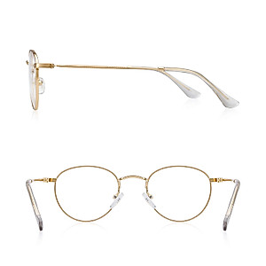 RB.Pilot Small Metal Round Reading Glasses for Women Men Classic Vintage Retro Shades Blue Light Blocking Computer Readers (Gold, 1.75)