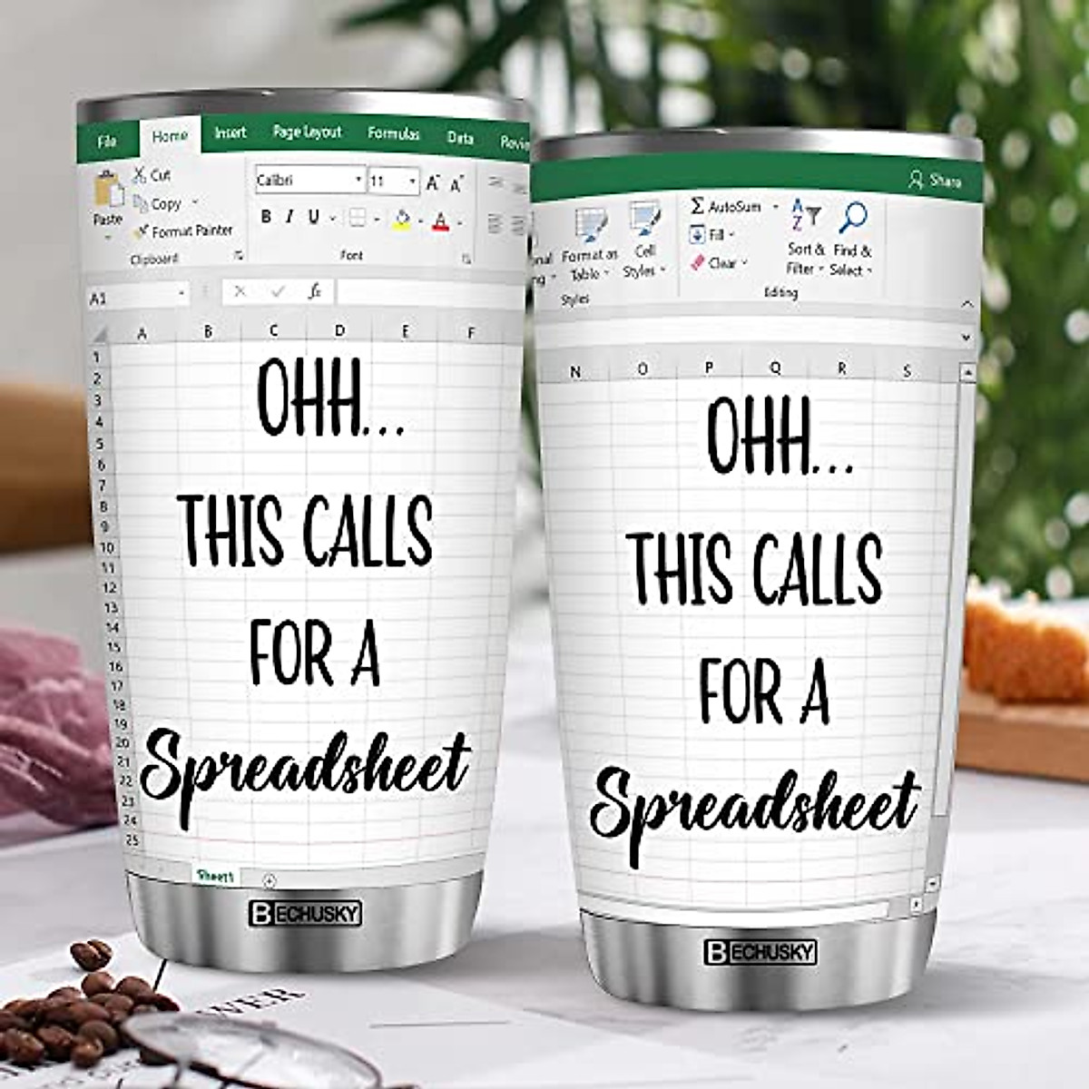 BECHUSKY Accountant Gifts Spreadsheet Tumbler, Accountant Gifts Spreadsheet For Boss Tumbler 20OZ - Gifts Coffee Mug For CPA Nerd Family Men Women Coworker Christmas