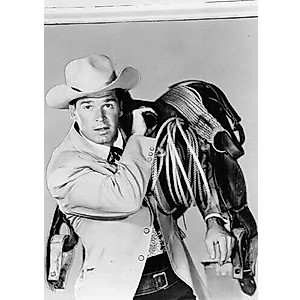 James Garner carries saddle over shoulder 1957 Maverick TV series 5x7 photo