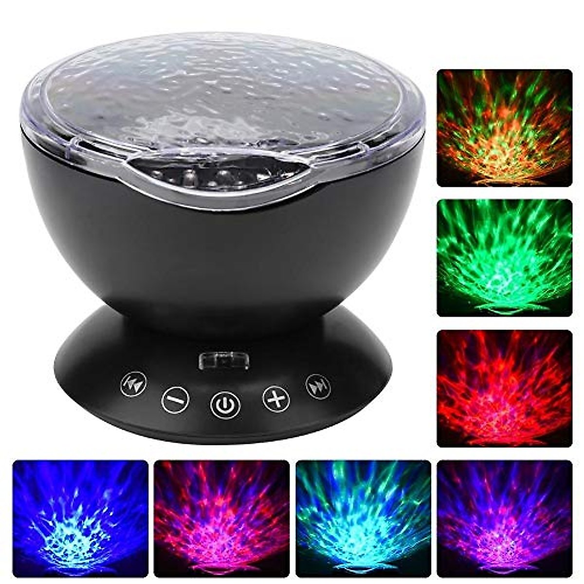 Hakeeta Ocean Wave Projector, 7LED Marine Color Projection Automatic Rotation Music Playback Remote Projector Night Light.